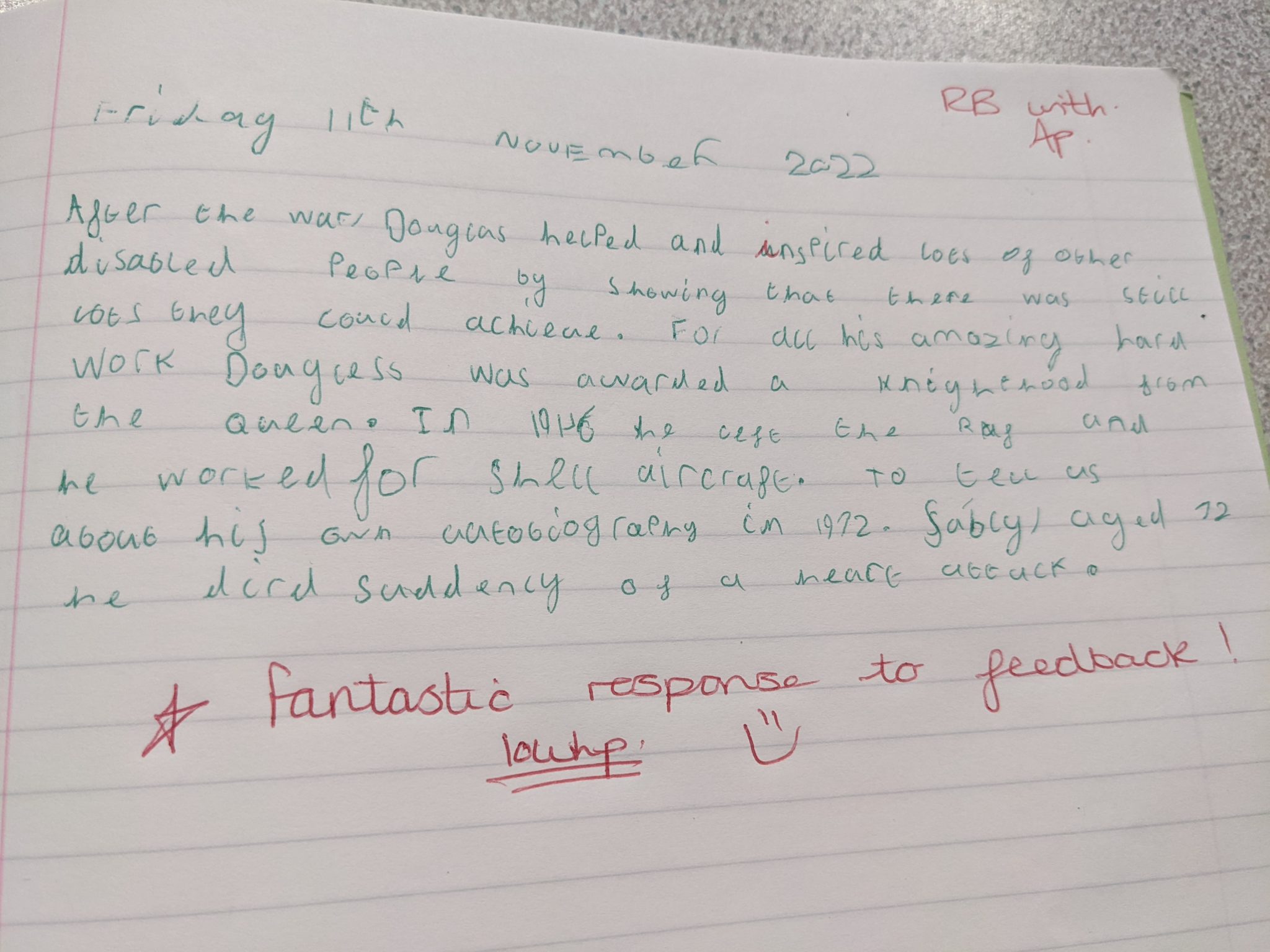 Class 10: amazing writing and response to marking and feedback. | Green ...