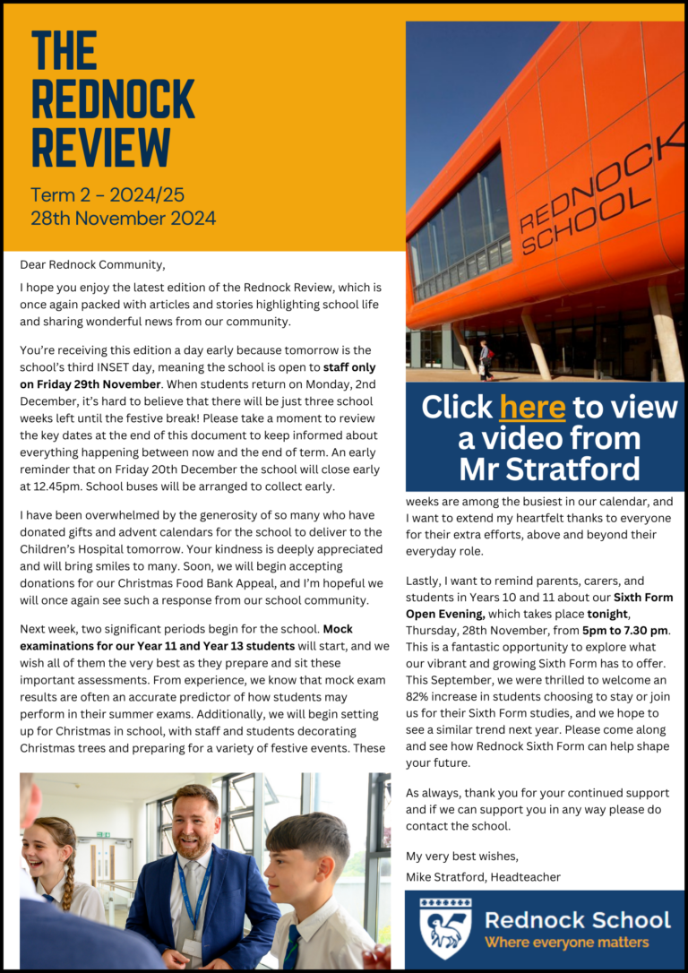 The Rednock Review | Rednock School