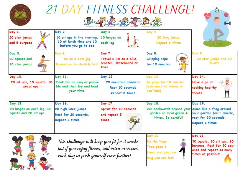 21 Day Fitness Challenge | SS Peter and Paul Catholic Primary Academy ...