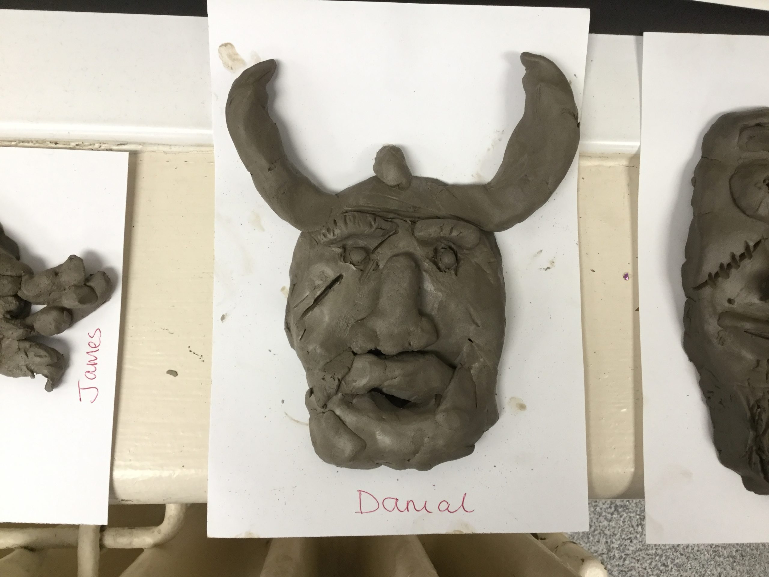 Clay Viking Heads | Biddick Hall Junior School