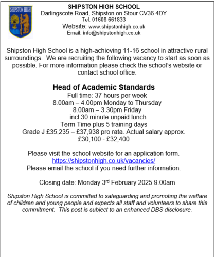 Vacancies | Shipston High School