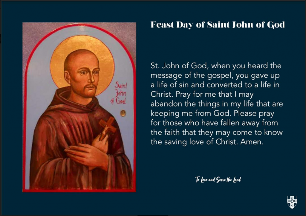 Today we celebrate the Feast Day of St John of God | St Edmund's ...