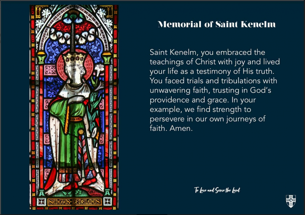 Memorial of Saint Kenelm | St Edmund's Catholic Academy