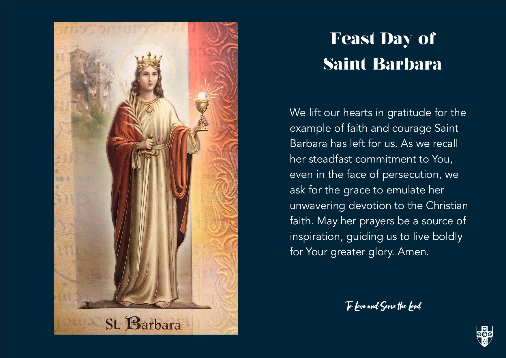 Feast Day of Saint Barbara | St Edmund's Catholic Academy