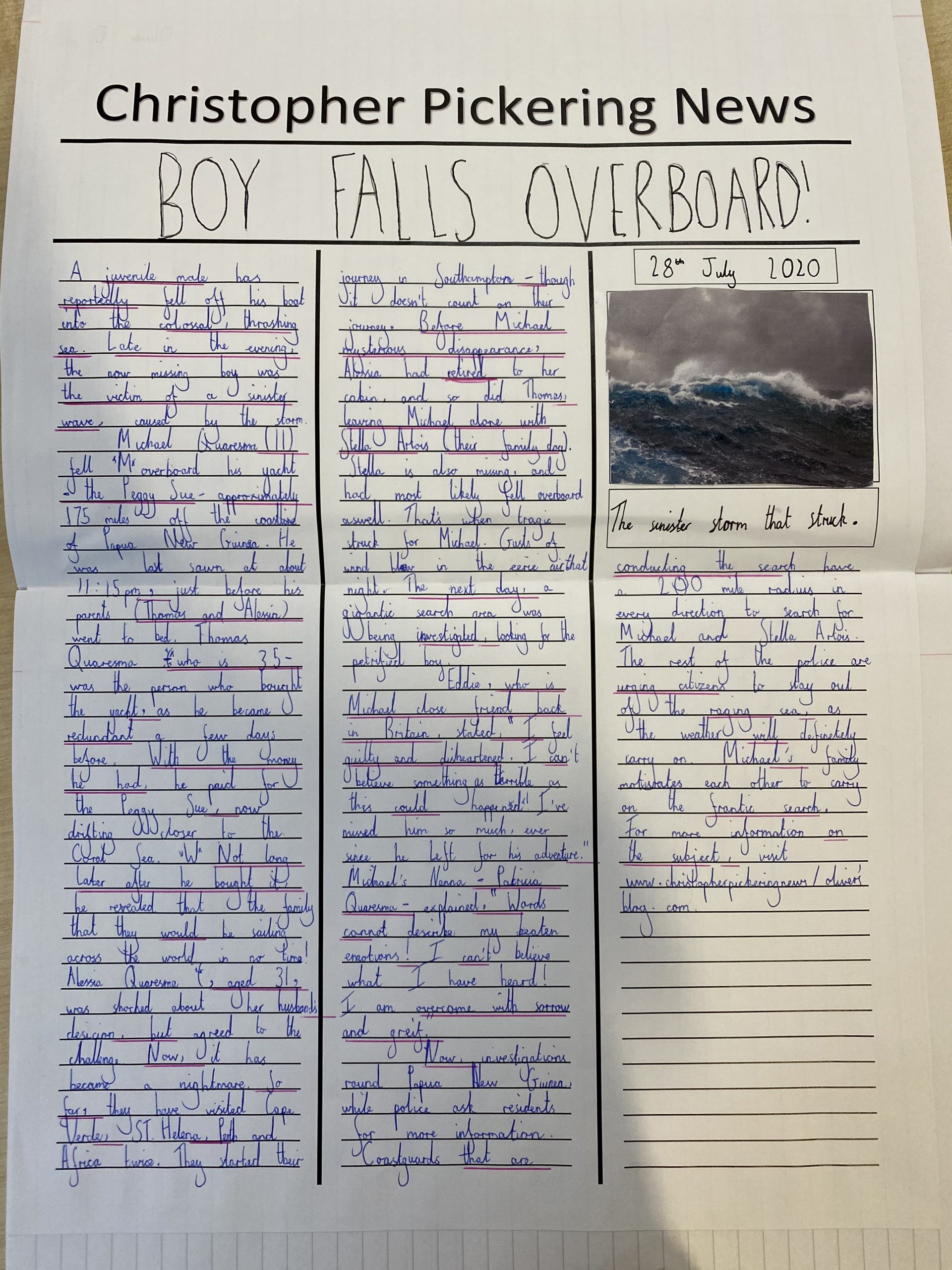 Year 5 Newspaper Reports | Christopher Pickering Primary School