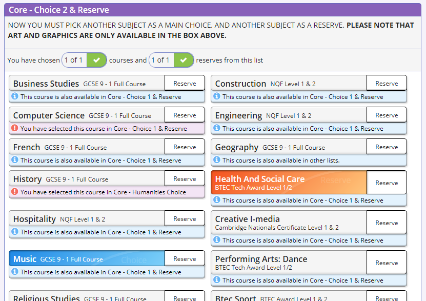 How To Make Your Core Options Choices | Kepier School