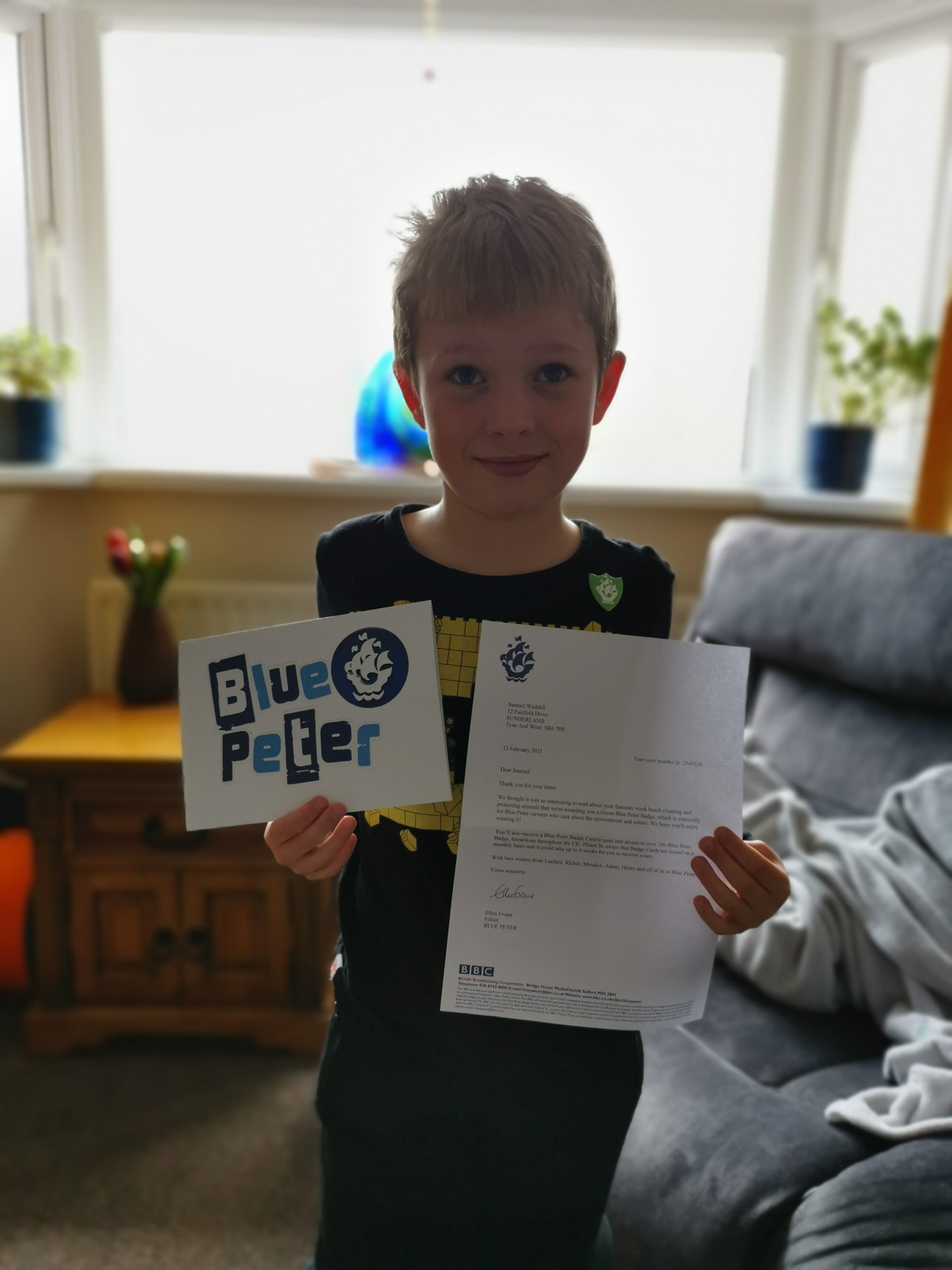 Sam’s Blue Peter Badge | Marsden Primary School