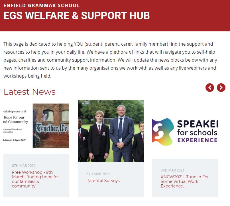 The EGS Welfare & Support Hub | ENFIELD GRAMMAR SCHOOL