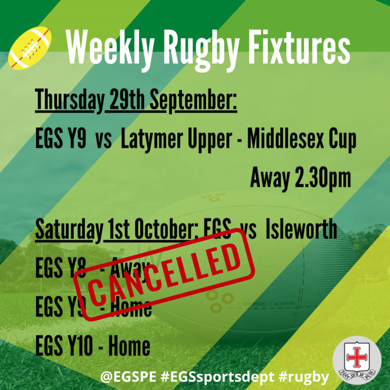 Rugby Fixtures This Week | ENFIELD GRAMMAR SCHOOL