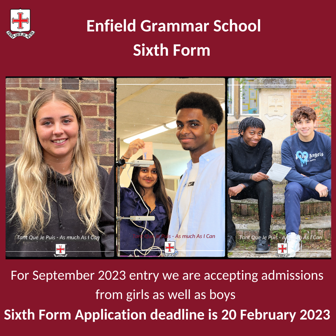 Sixth Form Applications for September 2023 Entry | ENFIELD GRAMMAR SCHOOL