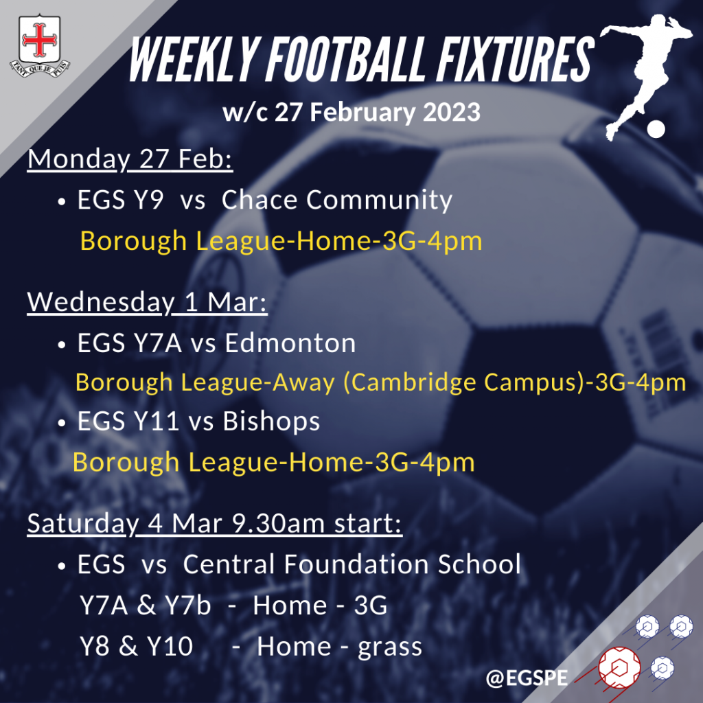 Upcoming Football Fixtures | ENFIELD GRAMMAR SCHOOL