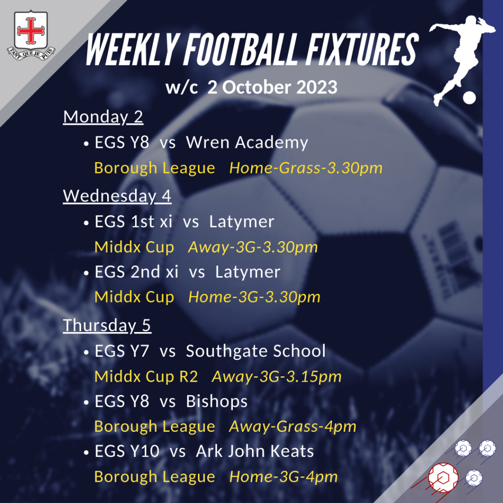 Upcoming Football Fixtures | ENFIELD GRAMMAR SCHOOL