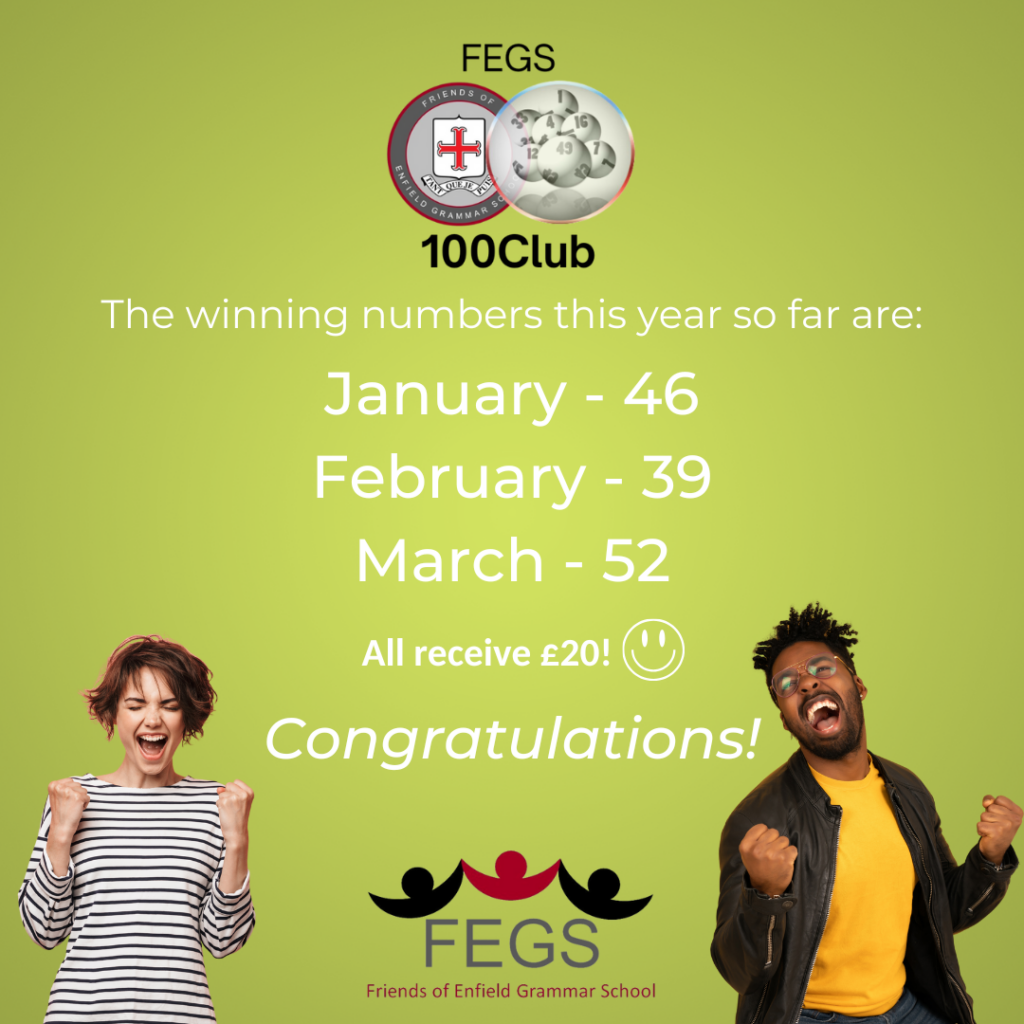 Congratulations to our FEGS 100Club Winners! | ENFIELD GRAMMAR SCHOOL