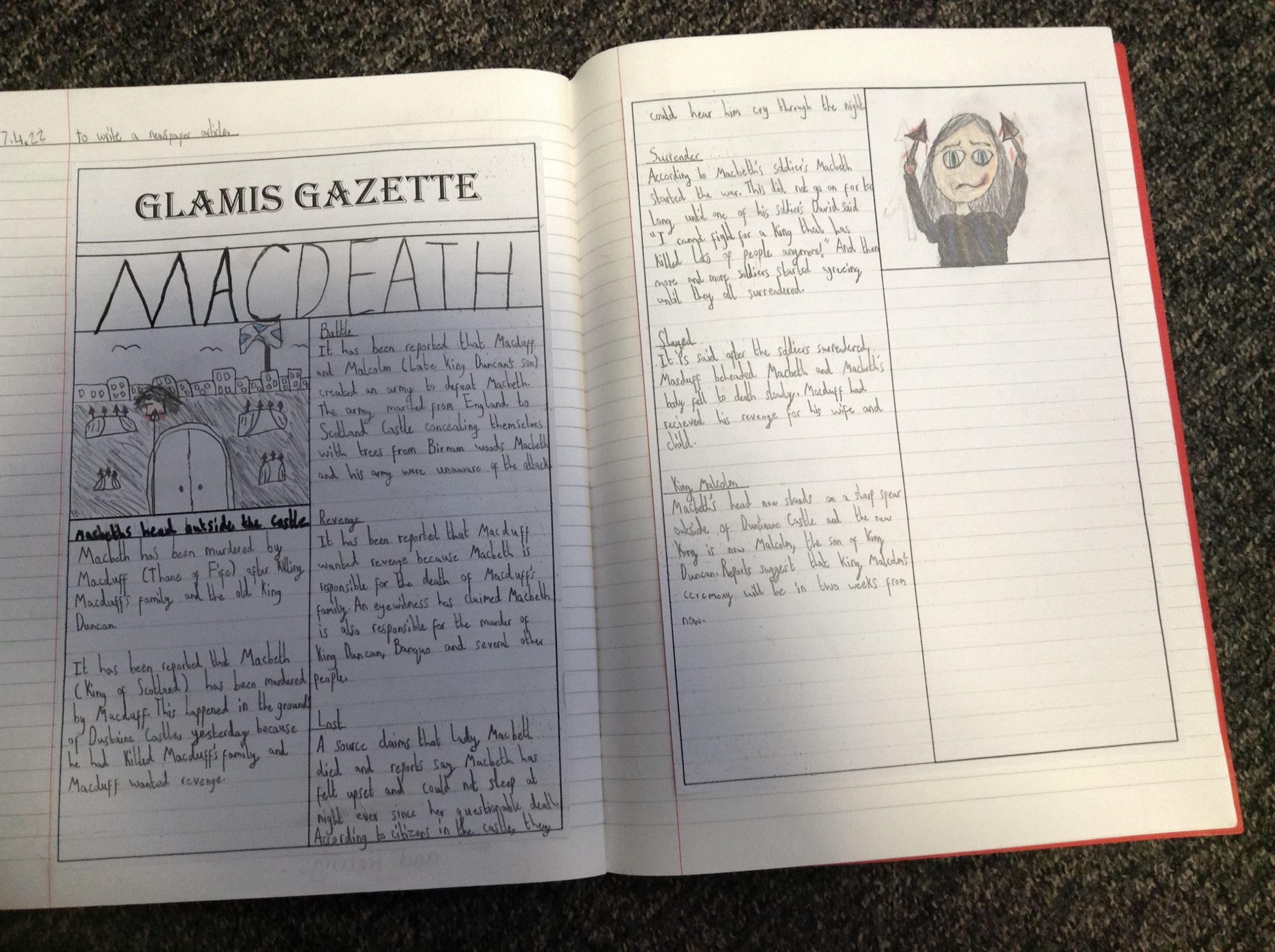 Macbeth – Newspaper Articles in Y6 | Harton Primary School