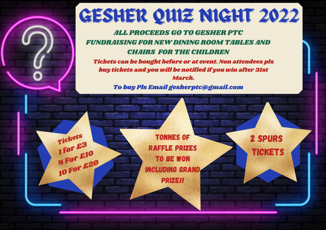 PTA Quiz Night Raffle | Gesher School