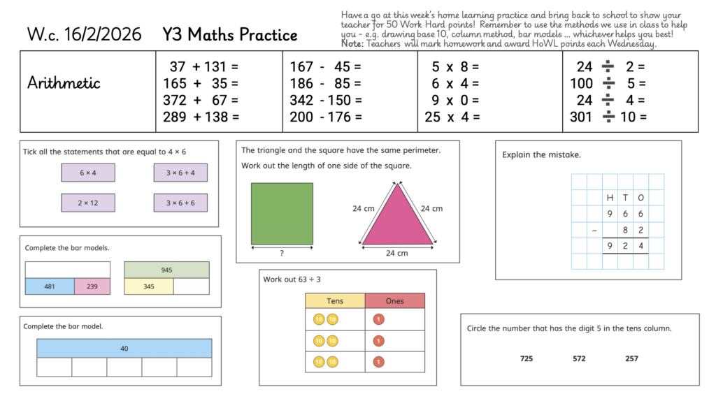 Year 3 – Spelling and Maths Practice Ready for Half Term … Double HoWL ...