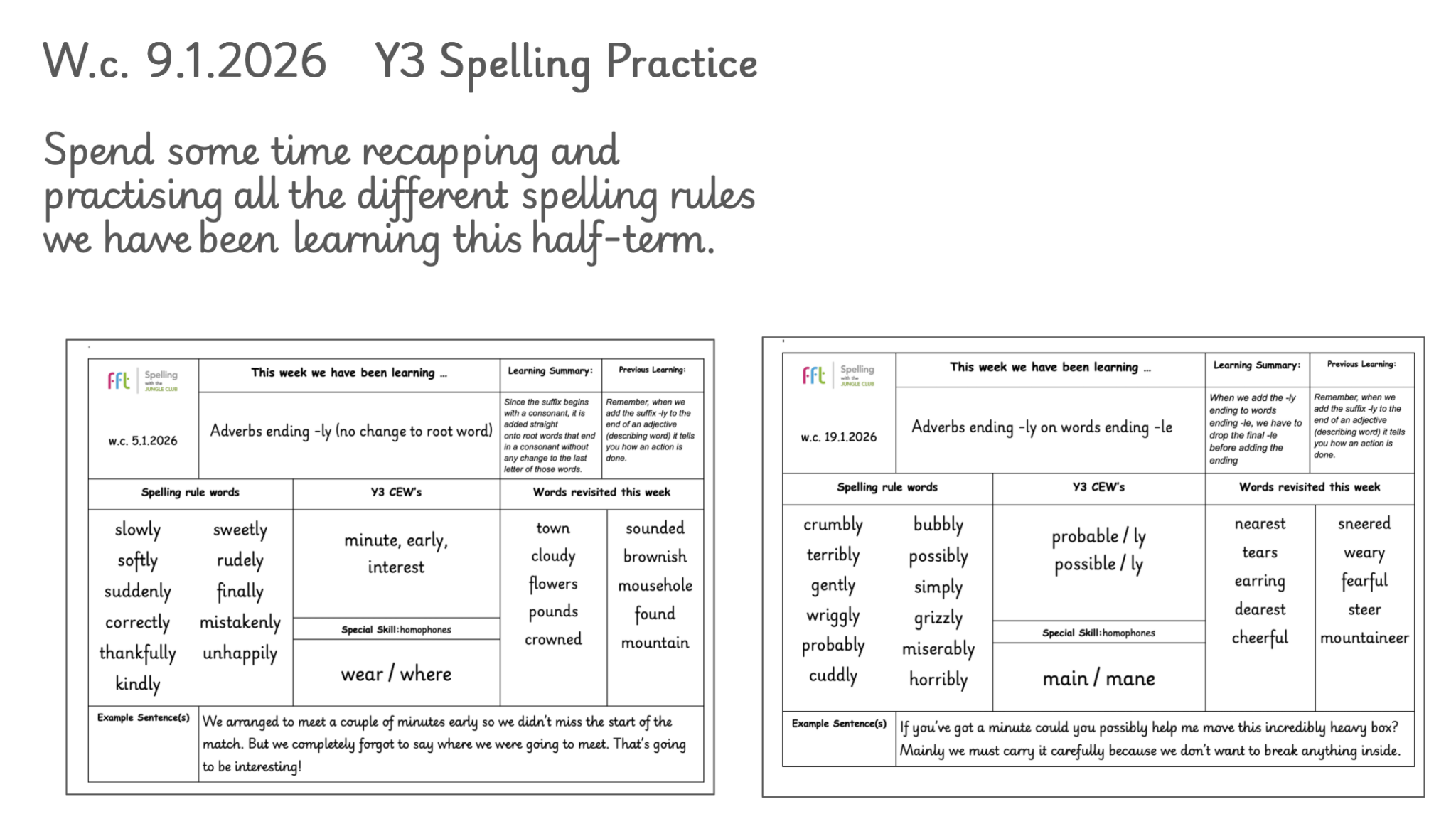 Year 3 – Spelling and Maths Practice Ready for Half Term … Double HoWL ...