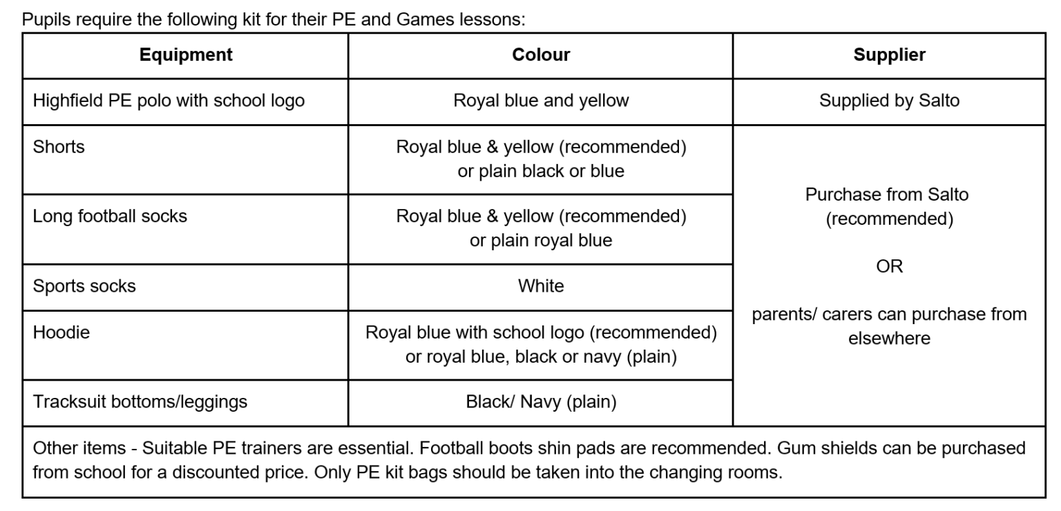 School Uniform | Highfield Middle School