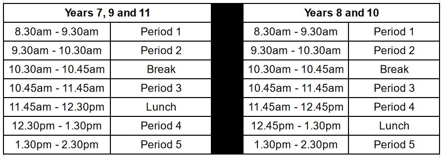 Timings of the School Day – Lister Community School