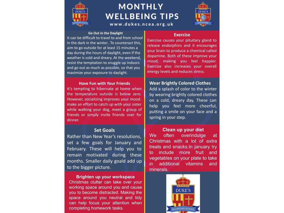January Wellbeing | NCEA Duke's Secondary School