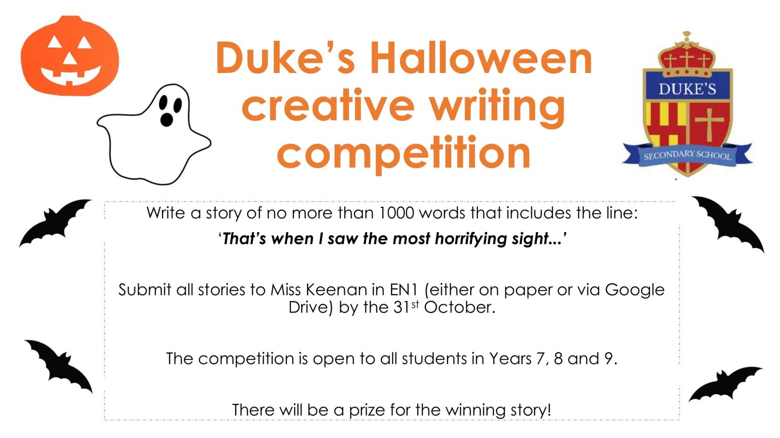 Duke’s Halloween Creative Writing Competition | NCEA Duke's Secondary ...
