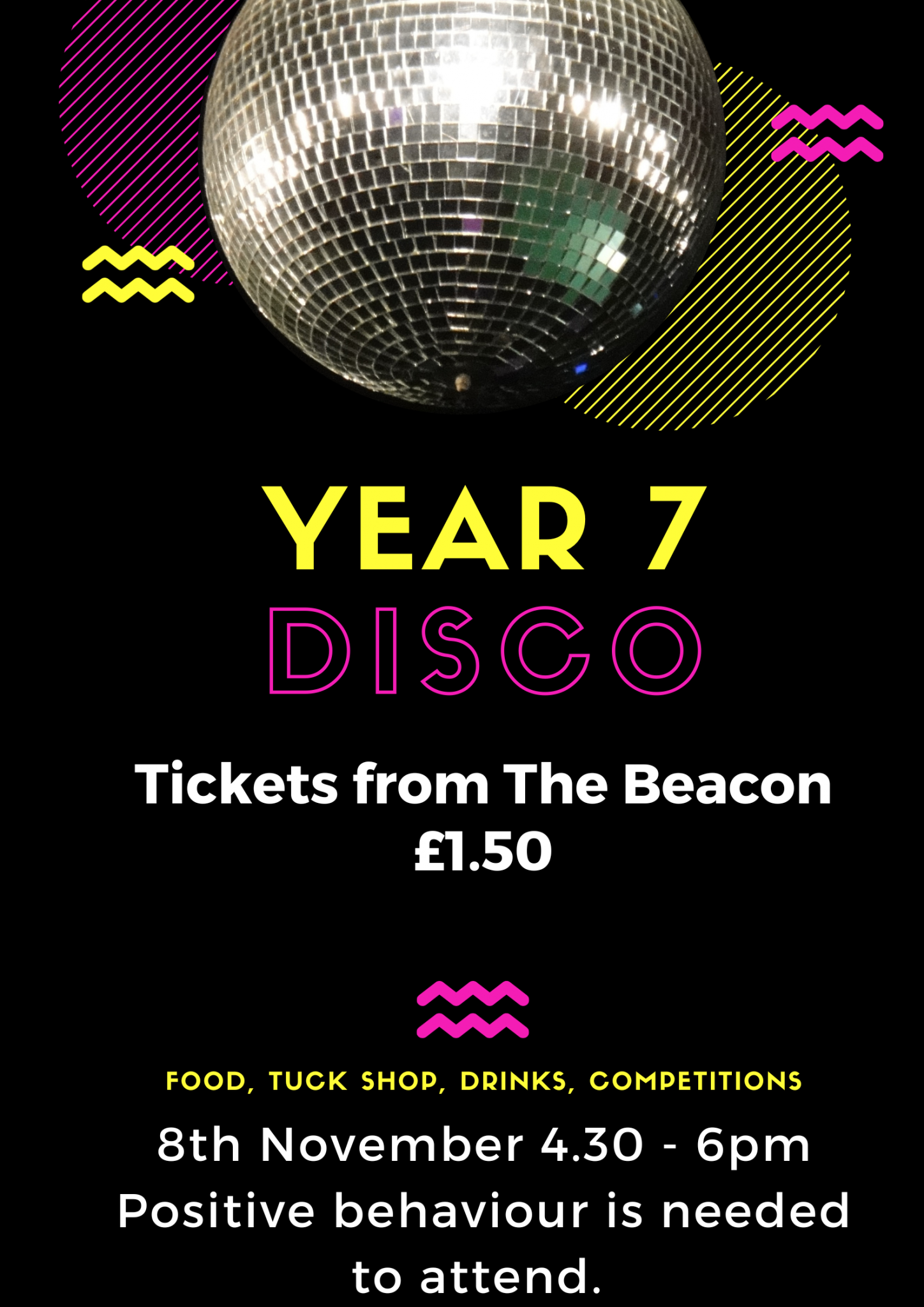 Year 7 Disco on the 8th November at 4.30-6pm | NCEA Duke's Secondary School
