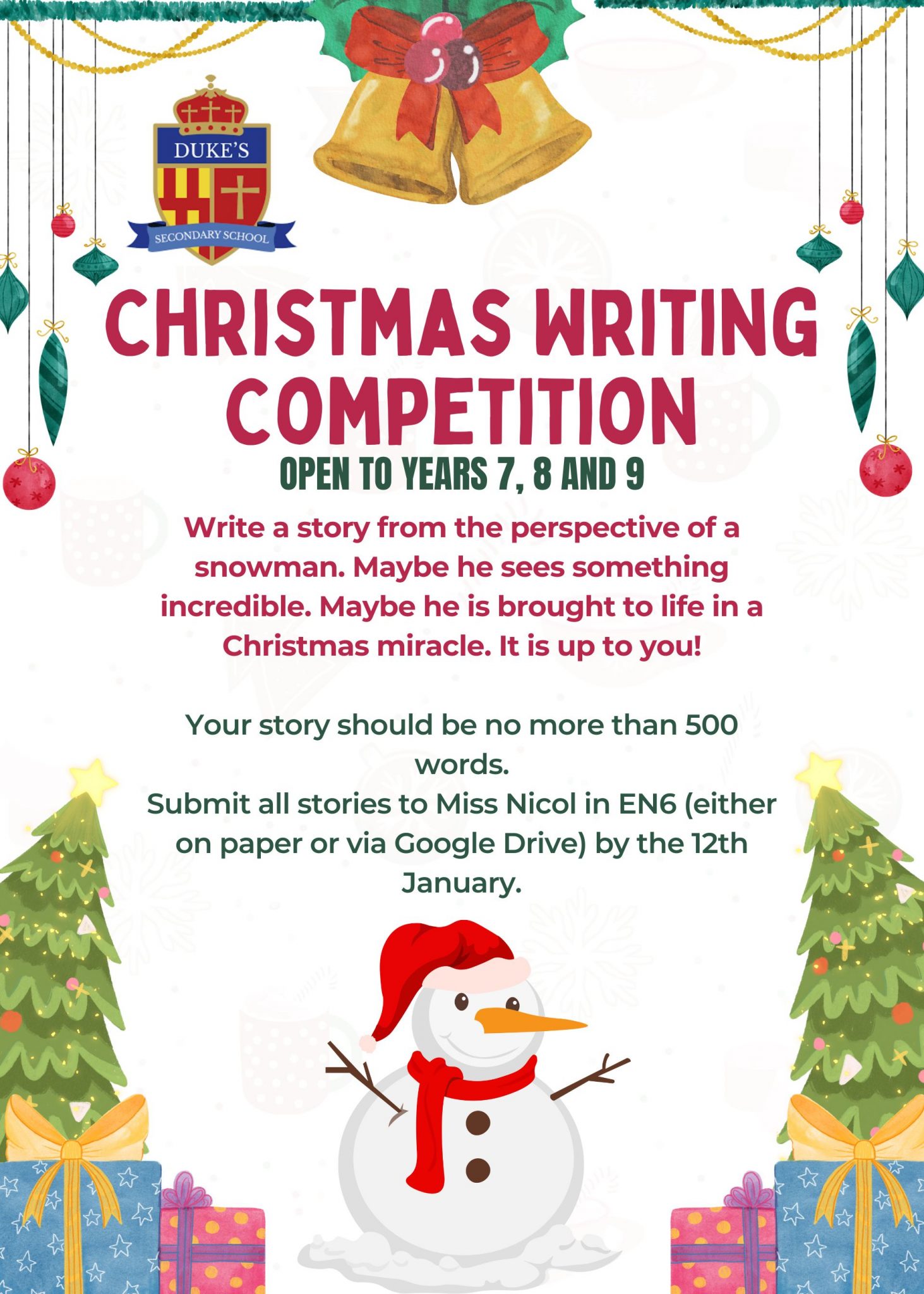 Duke’s Christmas Writing Competition | NCEA Duke's Secondary School