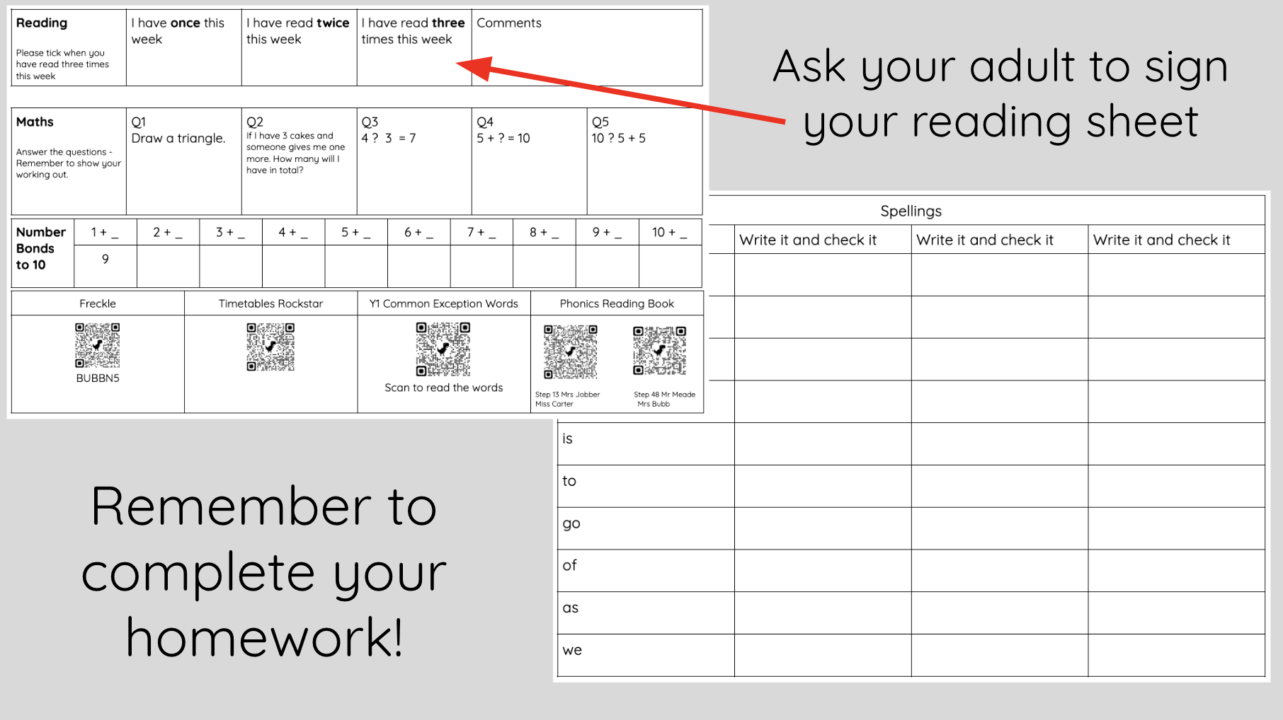 Reading and Homework in Year 1 and 2 | Plover School