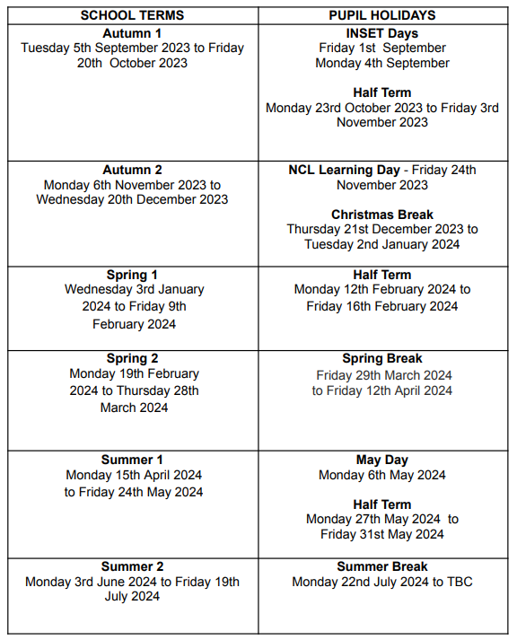 Term Dates – Portway Primary School