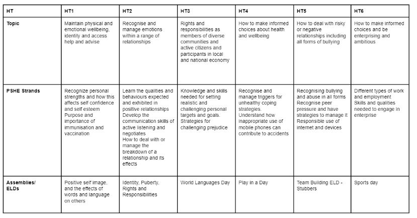 Year 8 Curriculum – Sarah Bonnell School