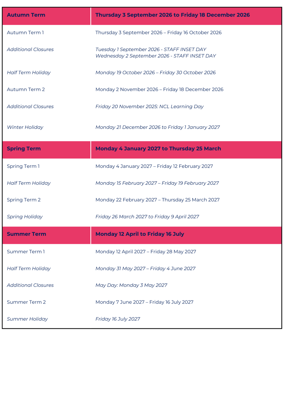 Selwyn Primary School Term Dates 2025/2026 | Holidays & Half Terms