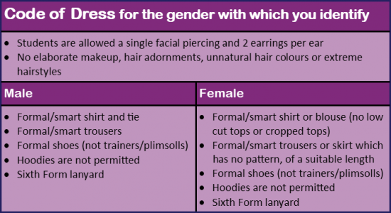 Sixth Form Code of Dress | Whickham School